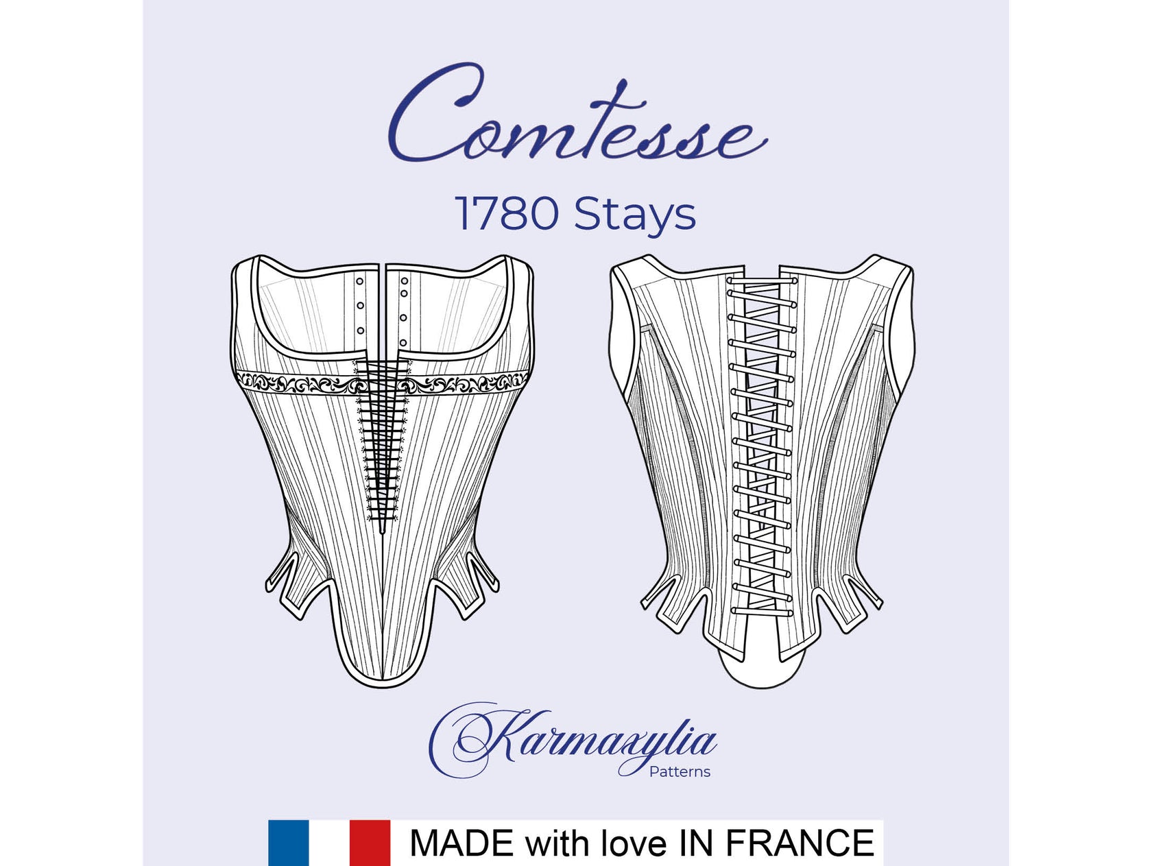 1780 Stays Pattern - Standard sizes - Ref Comtesse - 18th century hist ...