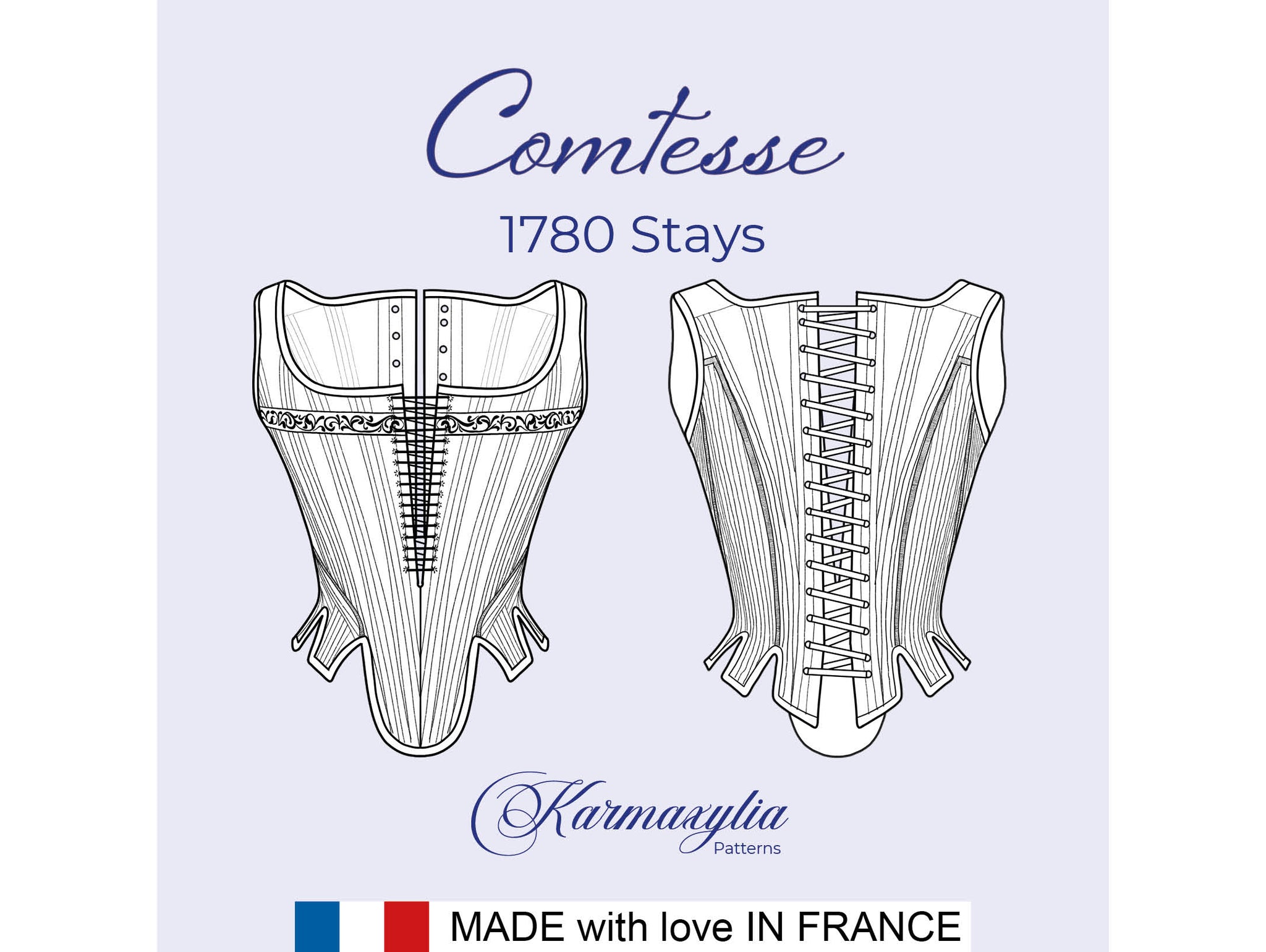 1780 Stays Pattern - Standard sizes - Ref Comtesse - 18th century hist ...
