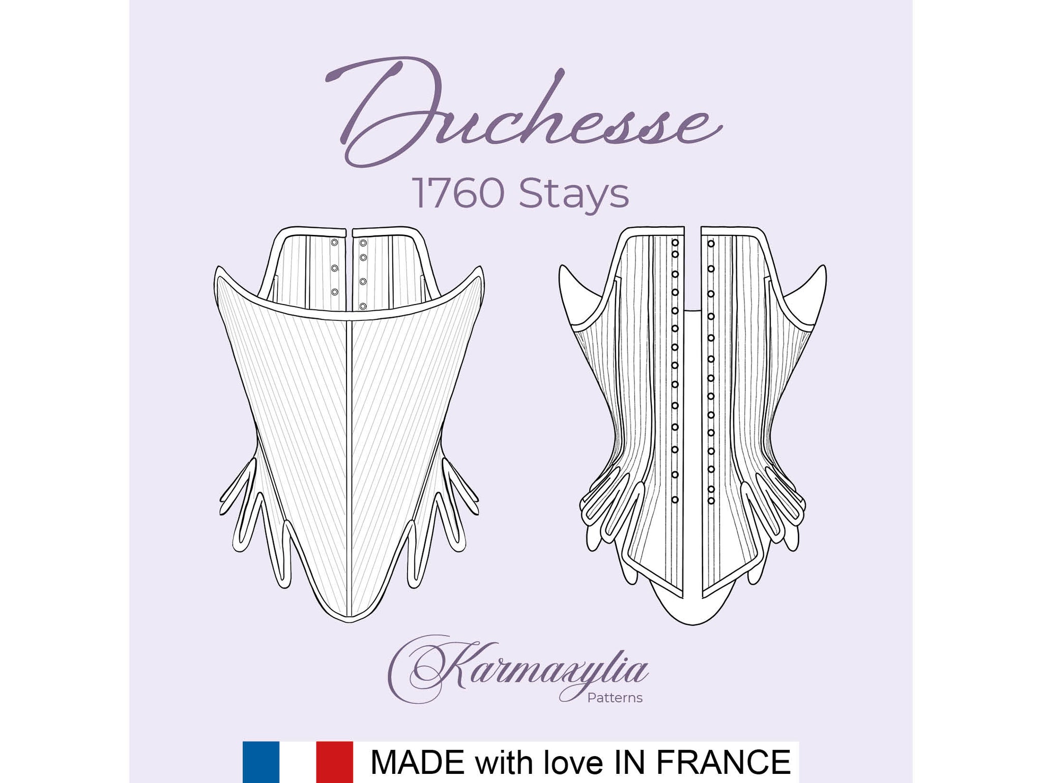 1760 Stays Pattern - Standard sizes - Ref Duchesse - 18th century hist ...