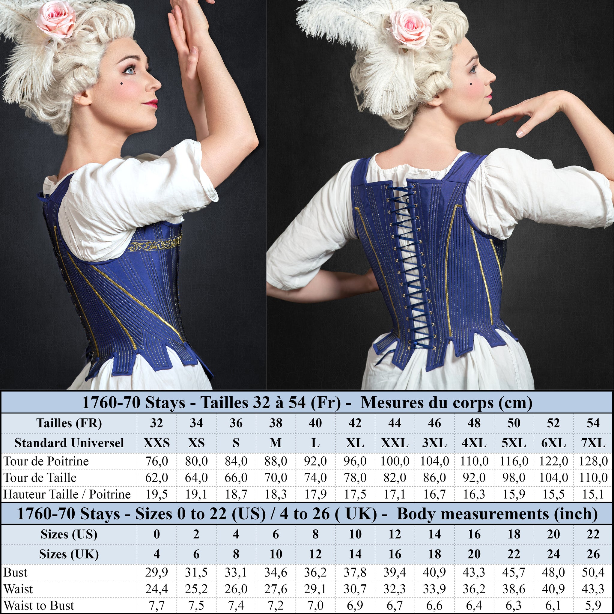 1780 Stays Pattern - Standard sizes - Ref Comtesse - 18th century hist ...